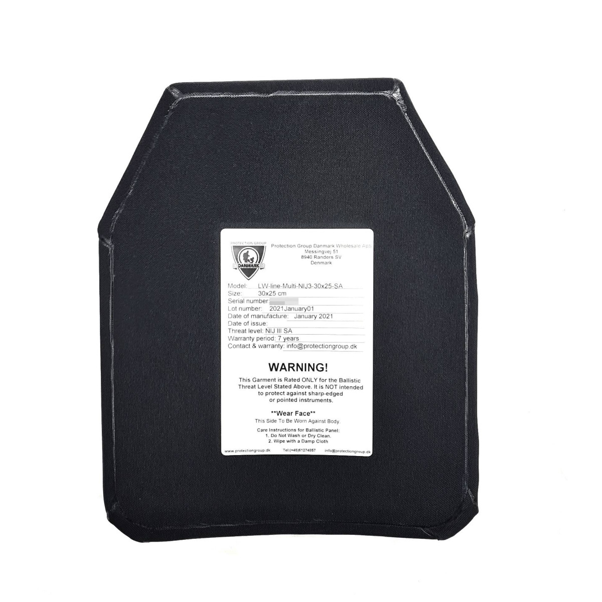 plaque balistique PGD NIJ III standalone multicourbure 250x300mm